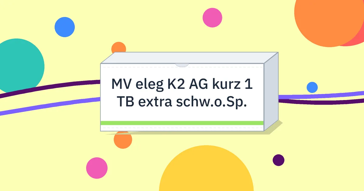 Symbolbild: Packung mit der Aufschrift MV eleg K2 AG kurz 1 TB extra schw.o.Sp. (PZN 09879502) – Verfügbarkeit und Bezug in Apotheken in Frankfurt am Main