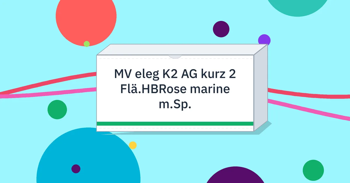 Symbolbild: Packung mit der Aufschrift MV eleg K2 AG kurz 2 Flä.HBRose marine m.Sp. (PZN 15704942) – Verfügbarkeit und Bezug in Apotheken in Frankfurt am Main