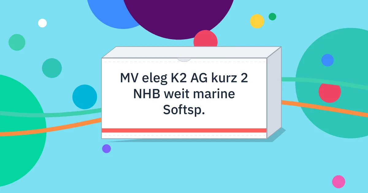 Symbolbild: Packung mit der Aufschrift MV eleg K2 AG kurz 2 NHB weit marine Softsp. (PZN 15715503) – Verfügbarkeit und Bezug in Apotheken in Frankfurt am Main