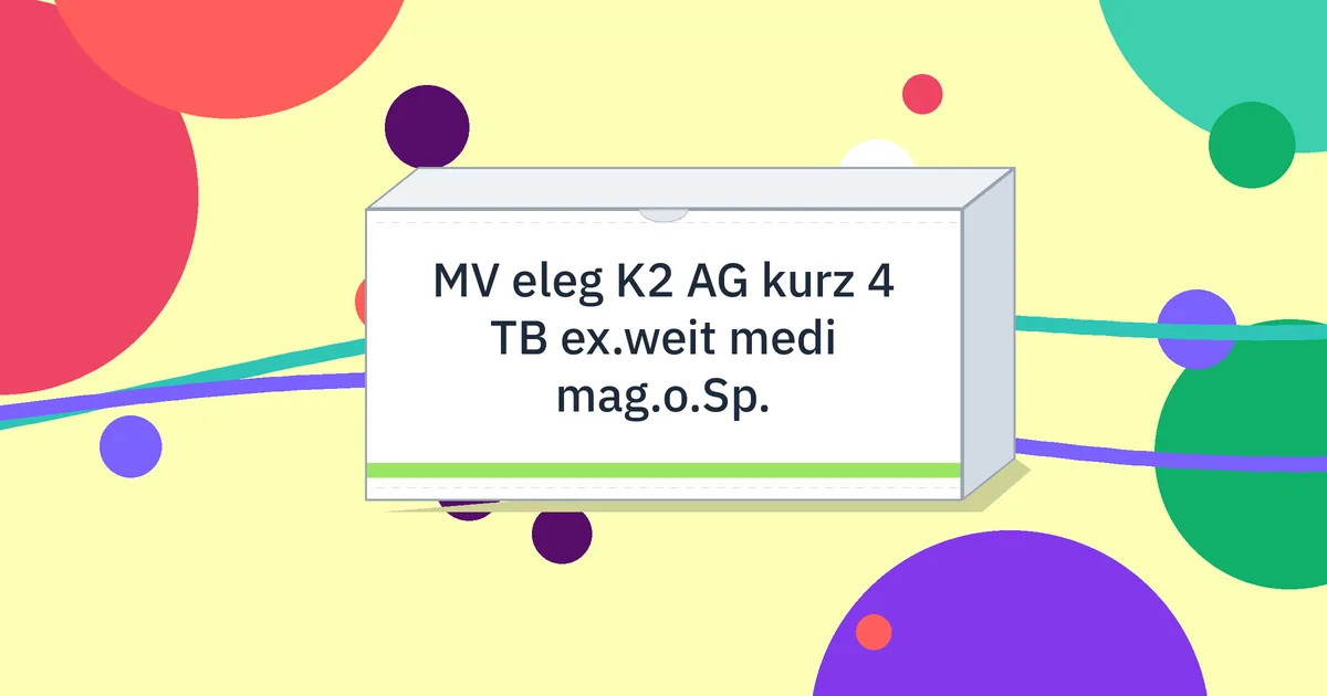 Symbolbild: Packung mit der Aufschrift MV eleg K2 AG kurz 4 TB ex.weit medi mag.o.Sp. (PZN 14637244) – Verfügbarkeit und Bezug in Apotheken in Frankfurt am Main