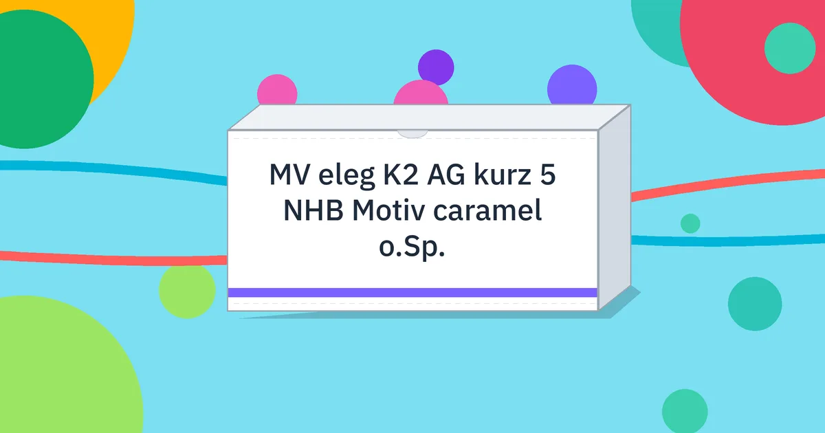 Symbolbild: Packung mit der Aufschrift MV eleg K2 AG kurz 5 NHB Motiv caramel o.Sp. (PZN 15708609) – Verfügbarkeit und Bezug in Apotheken in Frankfurt am Main