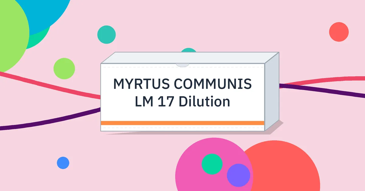 Symbolbild: Packung mit der Aufschrift MYRTUS COMMUNIS LM 17 Dilution (PZN 13614028) – Verfügbarkeit und Bezug in Apotheken in Frankfurt am Main