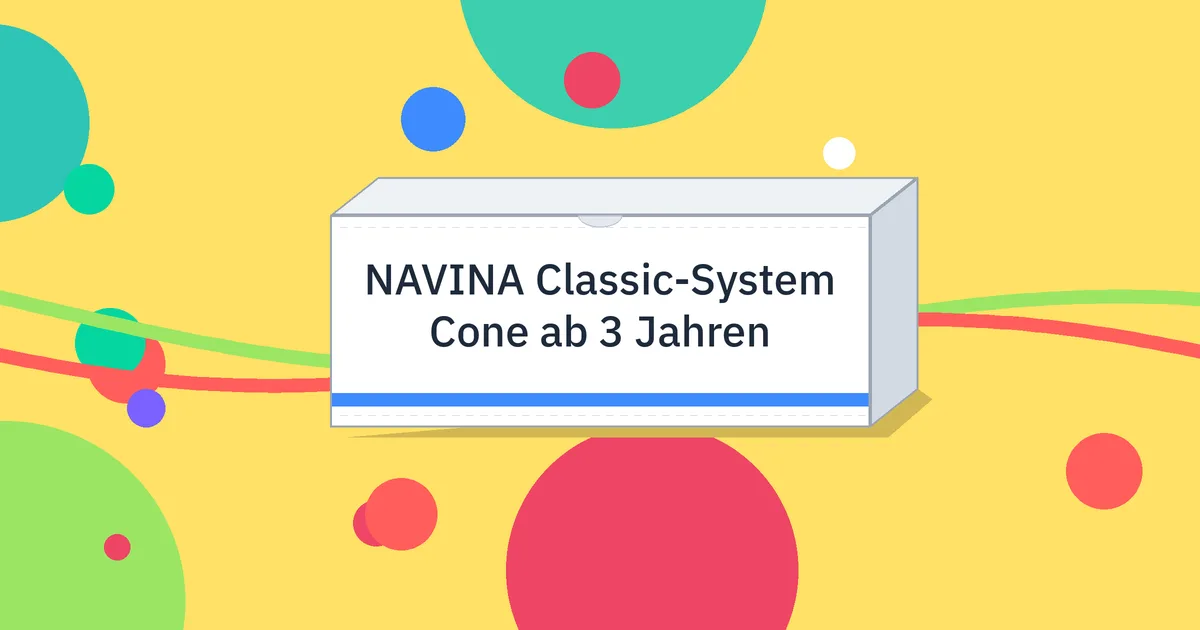 Symbolbild: Packung mit der Aufschrift NAVINA Classic-System Cone ab 3 Jahren (PZN 14261460) – Verfügbarkeit und Bezug in Apotheken in Frankfurt am Main