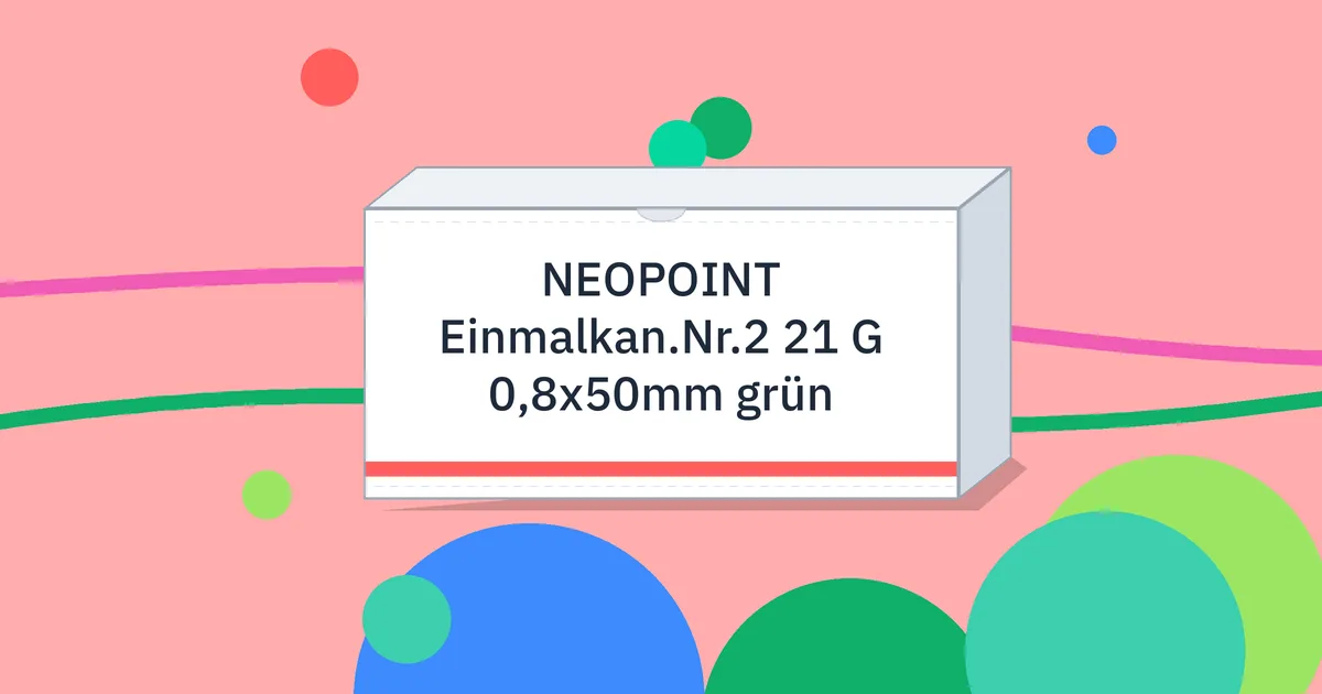 Symbolbild: Packung mit der Aufschrift NEOPOINT Einmalkan.Nr.2 21 G 0,8x50mm grün (PZN 18012009) – Verfügbarkeit und Bezug in Apotheken in Frankfurt am Main