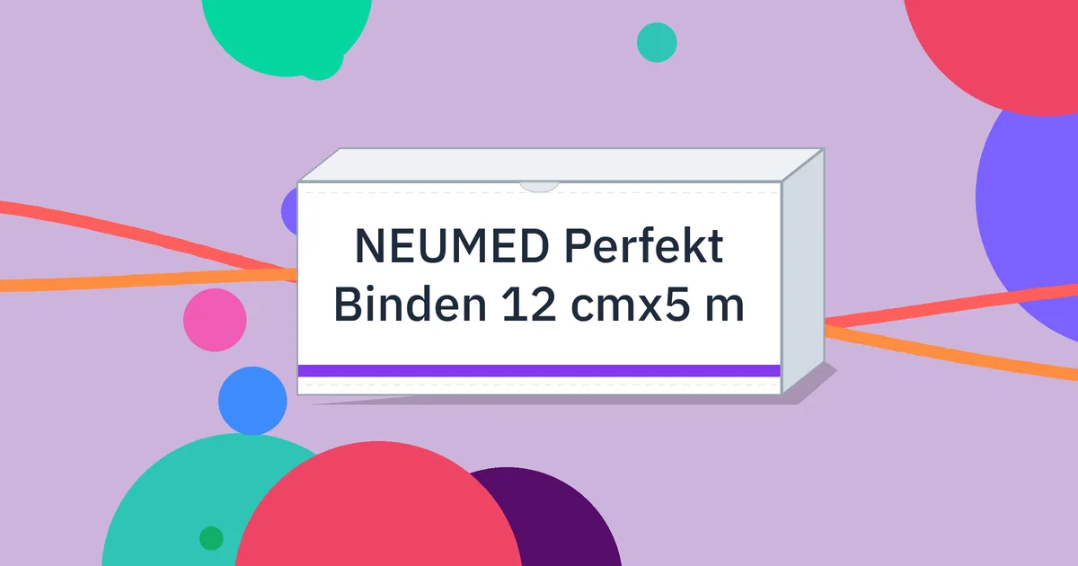 Symbolbild: Packung mit der Aufschrift NEUMED Perfekt Binden 12 cmx5 m (PZN 04956445) – Verfügbarkeit und Bezug in Apotheken in Frankfurt am Main