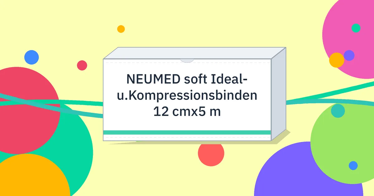 Symbolbild: Packung mit der Aufschrift NEUMED soft Ideal- u.Kompressionsbinden 12 cmx5 m (PZN 13652299) – Verfügbarkeit und Bezug in Apotheken in Frankfurt am Main