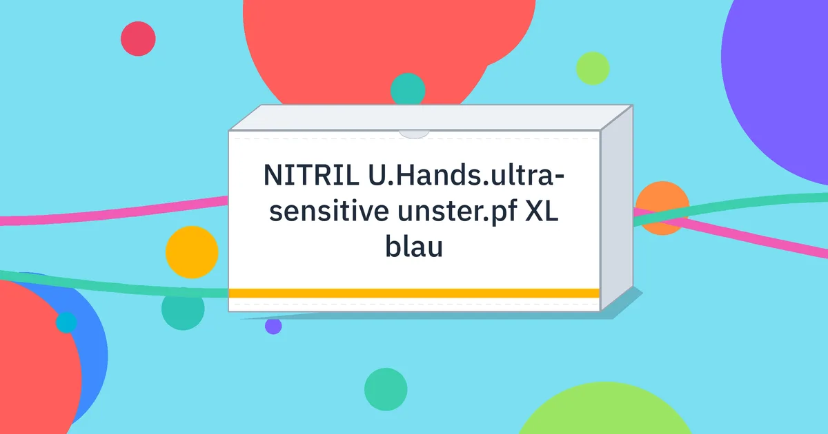Symbolbild: Packung mit der Aufschrift NITRIL U.Hands.ultra-sensitive unster.pf XL blau (PZN 13973997) – Verfügbarkeit und Bezug in Apotheken in Frankfurt am Main