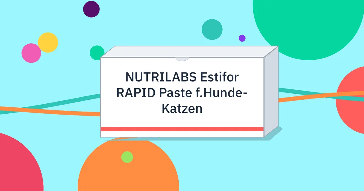 Symbolbild: Packung mit der Aufschrift NUTRILABS Estifor RAPID Paste f.Hunde-Katzen (PZN 20417995) – Verfügbarkeit und Bezug in Apotheken in Frankfurt am Main