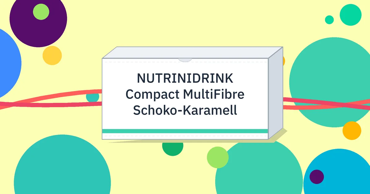 Symbolbild: Packung mit der Aufschrift NUTRINIDRINK Compact MultiFibre Schoko-Karamell (PZN 19759905) – Verfügbarkeit und Bezug in Apotheken in Frankfurt am Main