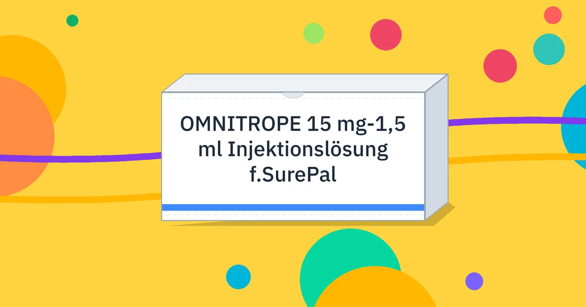 Symbolbild: Packung mit der Aufschrift OMNITROPE 15 mg-1,5 ml Injektionslösung f.SurePal (PZN 13166570) – Verfügbarkeit und Bezug in Apotheken in Frankfurt am Main