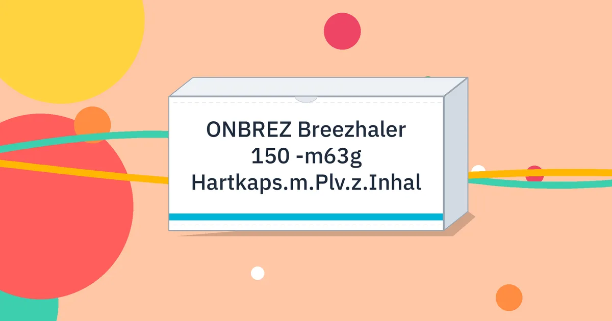 Symbolbild: Packung mit der Aufschrift ONBREZ Breezhaler 150 -m63g Hartkaps.m.Plv.z.Inhal (PZN 09060587) – Verfügbarkeit und Bezug in Apotheken in Frankfurt am Main