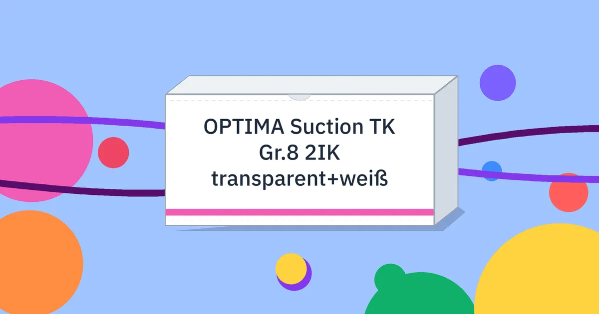 Symbolbild: Packung mit der Aufschrift OPTIMA Suction TK Gr.8 2IK transparent+weiß (PZN 10287936) – Verfügbarkeit und Bezug in Apotheken in Frankfurt am Main
