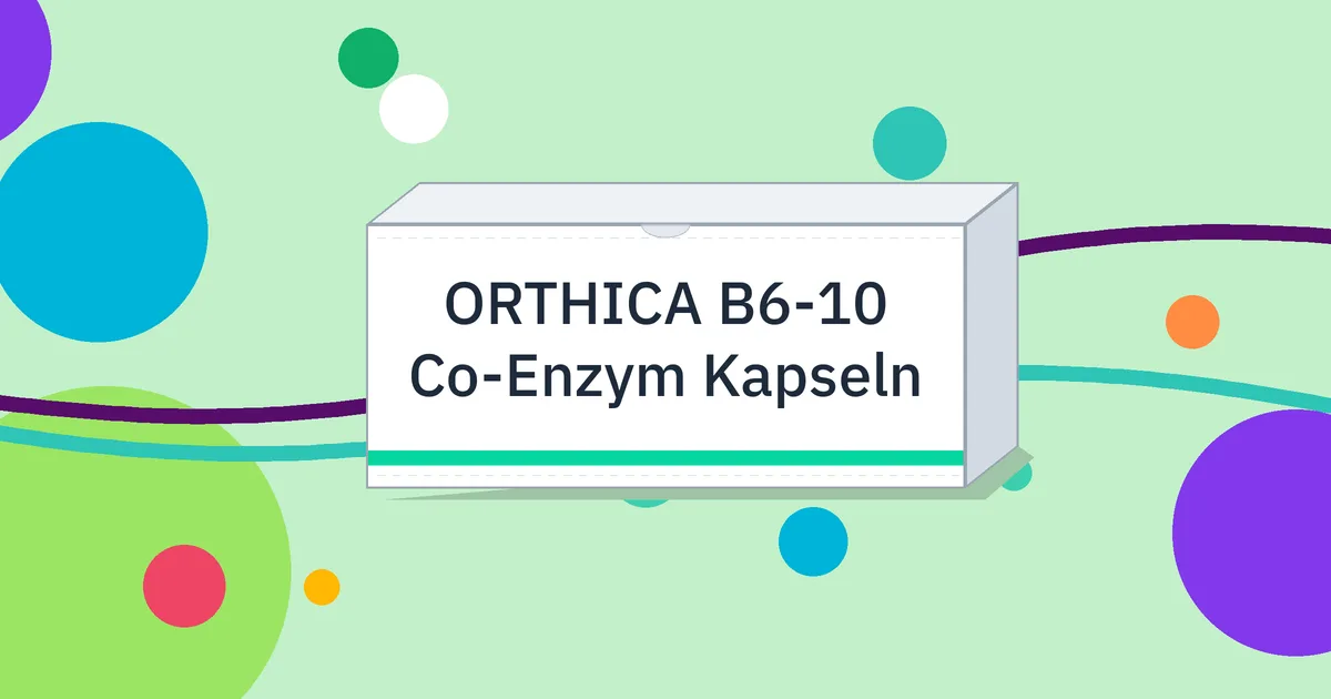 Symbolbild: Packung mit der Aufschrift ORTHICA B6-10 Co-Enzym Kapseln (PZN 20415039) – Verfügbarkeit und Bezug in Apotheken in Frankfurt am Main
