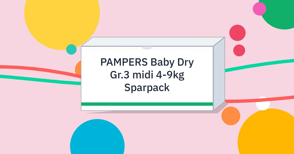 Symbolbild: Packung mit der Aufschrift PAMPERS Baby Dry Gr.3 midi 4-9kg Sparpack (PZN 10256539) – Verfügbarkeit und Bezug in Apotheken in Frankfurt am Main