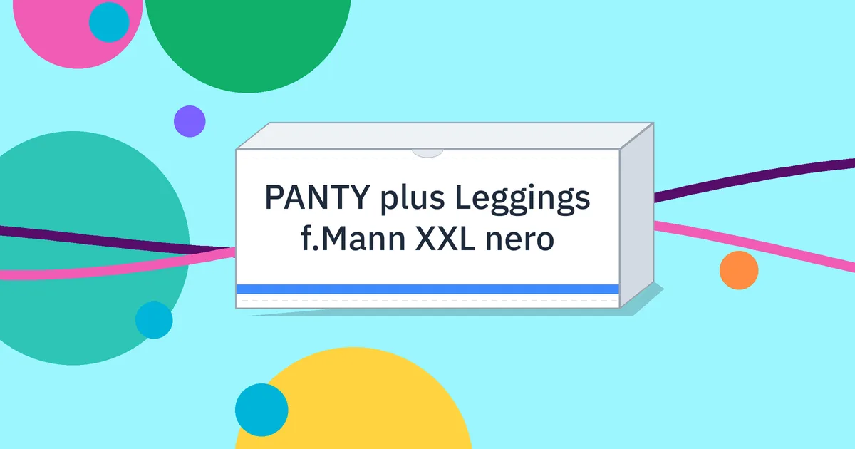 Symbolbild: Packung mit der Aufschrift PANTY plus Leggings f.Mann XXL nero (PZN 16194118) – Verfügbarkeit und Bezug in Apotheken in Frankfurt am Main