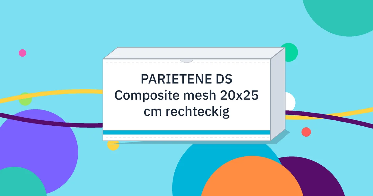 Symbolbild: Packung mit der Aufschrift PARIETENE DS Composite mesh 20x25 cm rechteckig (PZN 18258383) – Verfügbarkeit und Bezug in Apotheken in Frankfurt am Main