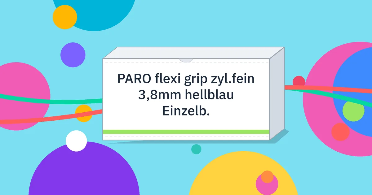 Symbolbild: Packung mit der Aufschrift PARO flexi grip zyl.fein 3,8mm hellblau Einzelb. (PZN 17372852) – Verfügbarkeit und Bezug in Apotheken in Frankfurt am Main