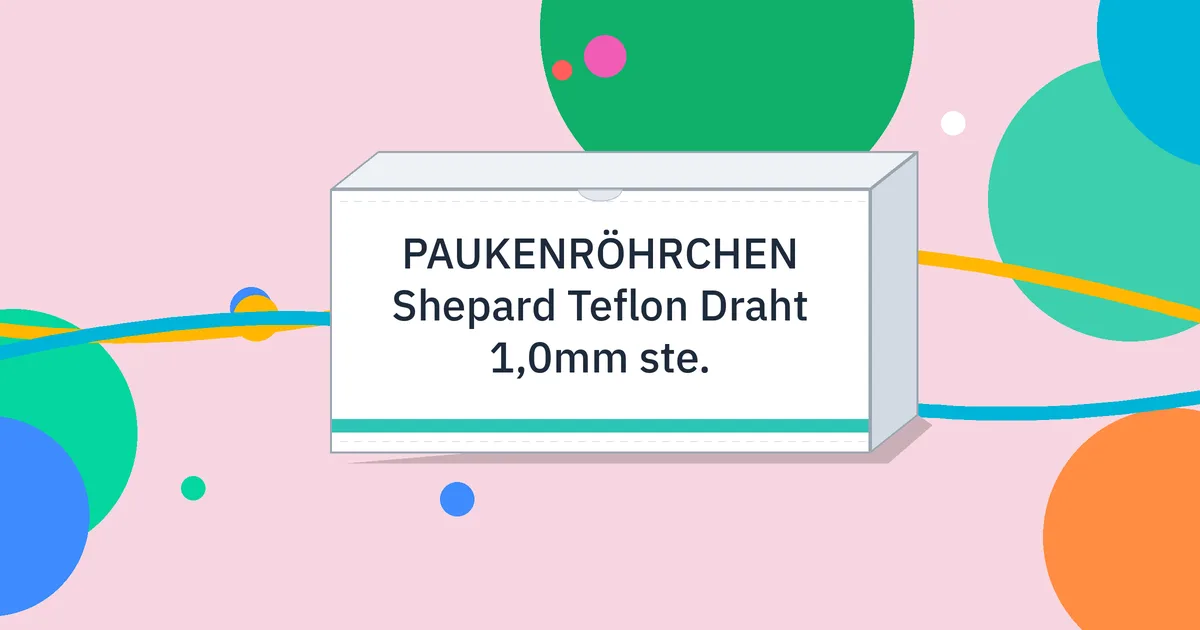 Symbolbild: Packung mit der Aufschrift PAUKENRÖHRCHEN Shepard Teflon Draht 1,0mm ste. (PZN 18355063) – Verfügbarkeit und Bezug in Apotheken in Frankfurt am Main
