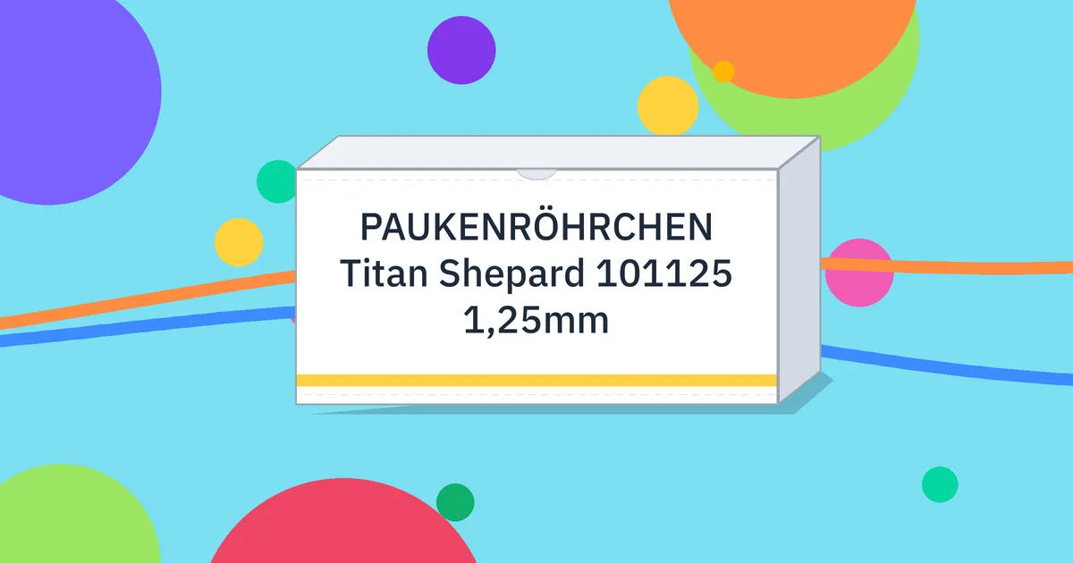 Symbolbild: Packung mit der Aufschrift PAUKENRÖHRCHEN Titan Shepard 101125 1,25mm (PZN 00911138) – Verfügbarkeit und Bezug in Apotheken in Frankfurt am Main