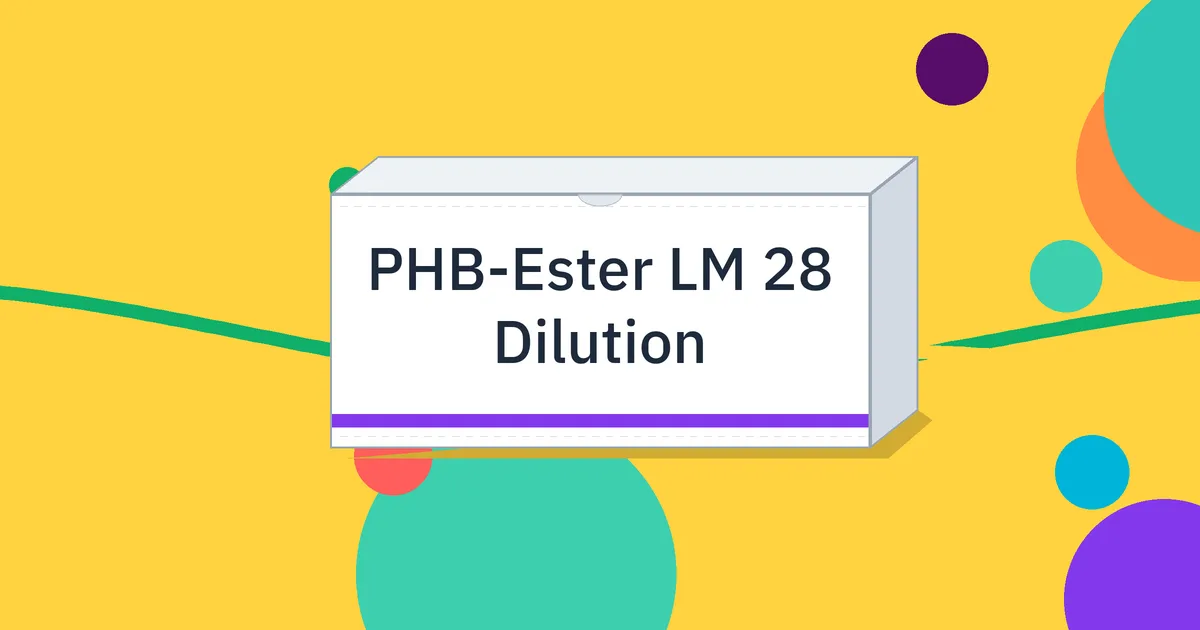 Symbolbild: Packung mit der Aufschrift PHB-Ester LM 28 Dilution (PZN 12978308) – Verfügbarkeit und Bezug in Apotheken in Frankfurt am Main