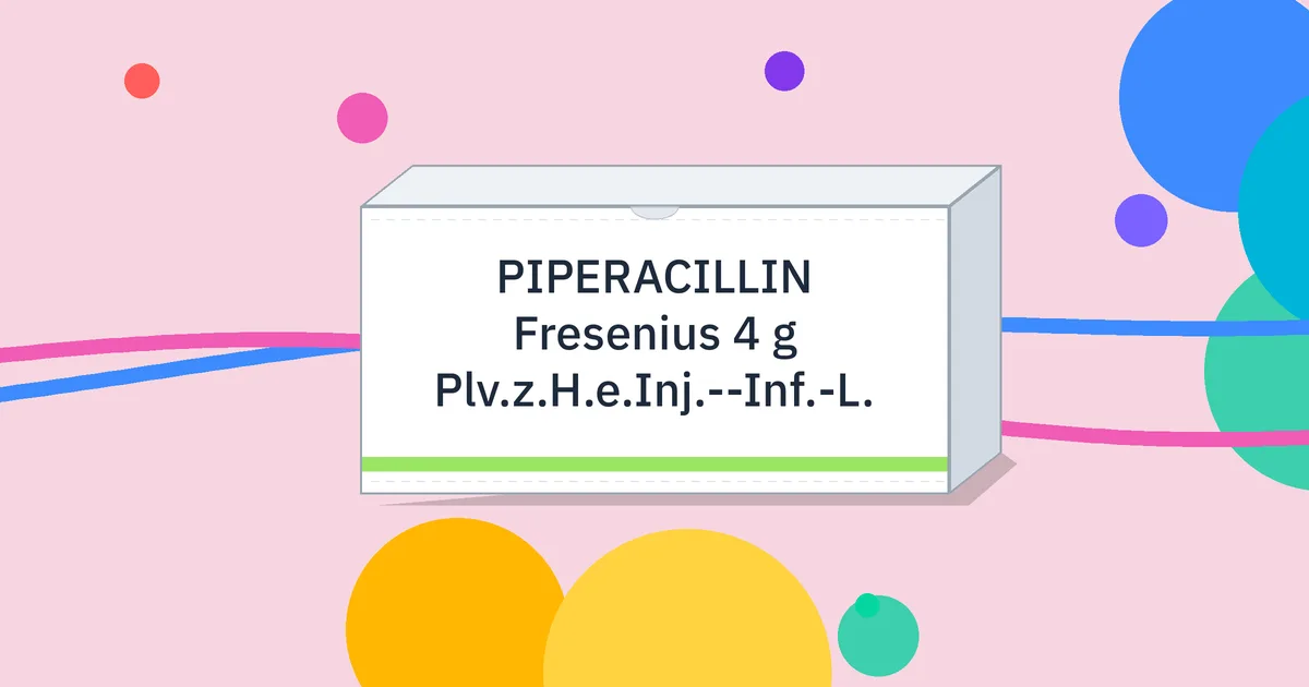 Symbolbild: Packung mit der Aufschrift PIPERACILLIN Fresenius 4 g Plv.z.H.e.Inj.--Inf.-L. (PZN 08522896) – Verfügbarkeit und Bezug in Apotheken in Frankfurt am Main