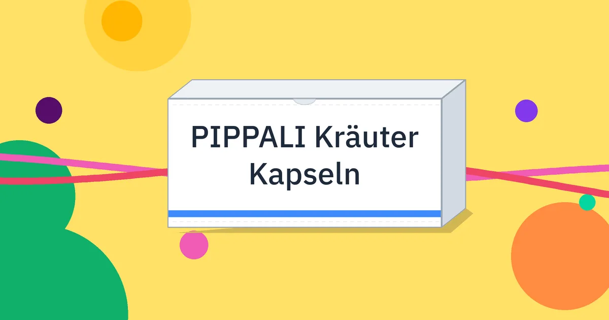 Symbolbild: Packung mit der Aufschrift PIPPALI Kräuter Kapseln (PZN 15639328) – Verfügbarkeit und Bezug in Apotheken in Frankfurt am Main