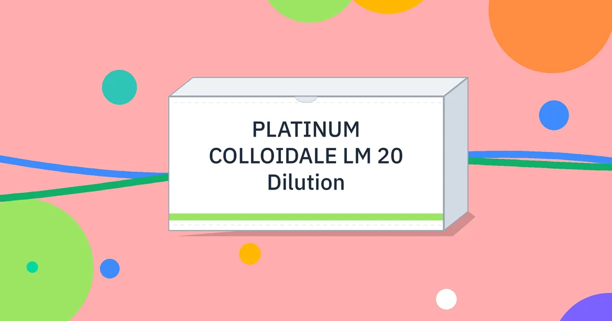 Symbolbild: Packung mit der Aufschrift PLATINUM COLLOIDALE LM 20 Dilution (PZN 13037967) – Verfügbarkeit und Bezug in Apotheken in Frankfurt am Main