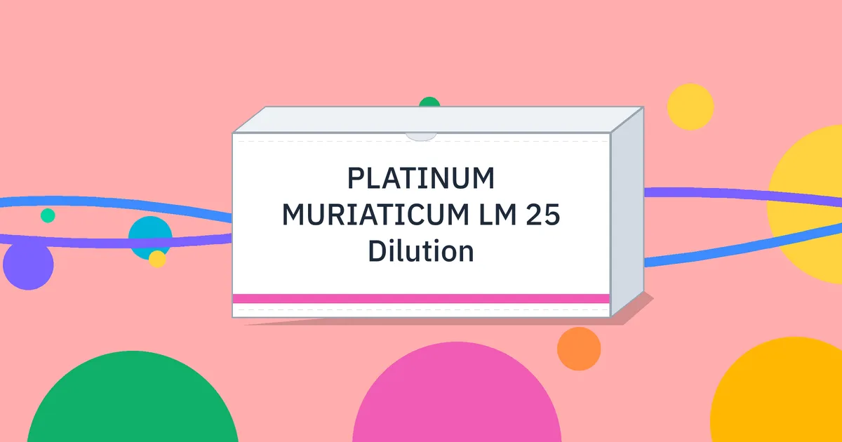 Symbolbild: Packung mit der Aufschrift PLATINUM MURIATICUM LM 25 Dilution (PZN 13648211) – Verfügbarkeit und Bezug in Apotheken in Frankfurt am Main