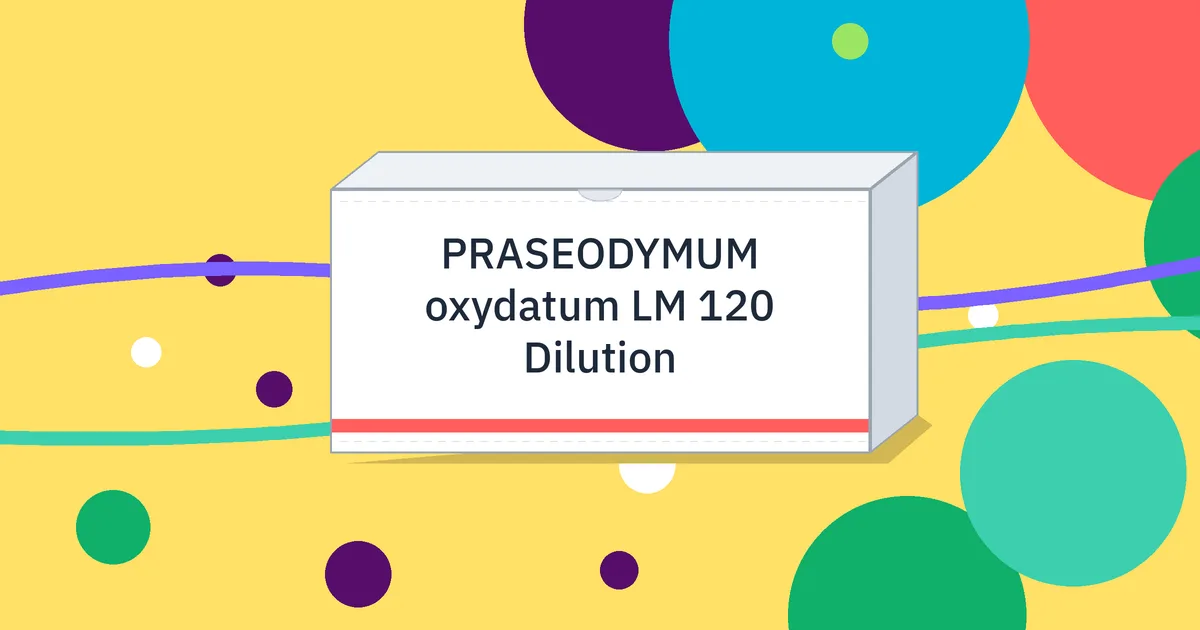 Symbolbild: Packung mit der Aufschrift PRASEODYMUM oxydatum LM 120 Dilution (PZN 13666893) – Verfügbarkeit und Bezug in Apotheken in Frankfurt am Main