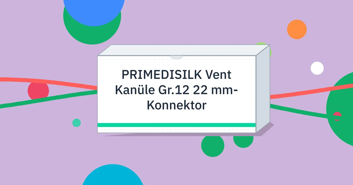 Symbolbild: Packung mit der Aufschrift PRIMEDISILK Vent Kanüle Gr.12 22 mm-Konnektor (PZN 10355939) – Verfügbarkeit und Bezug in Apotheken in Frankfurt am Main