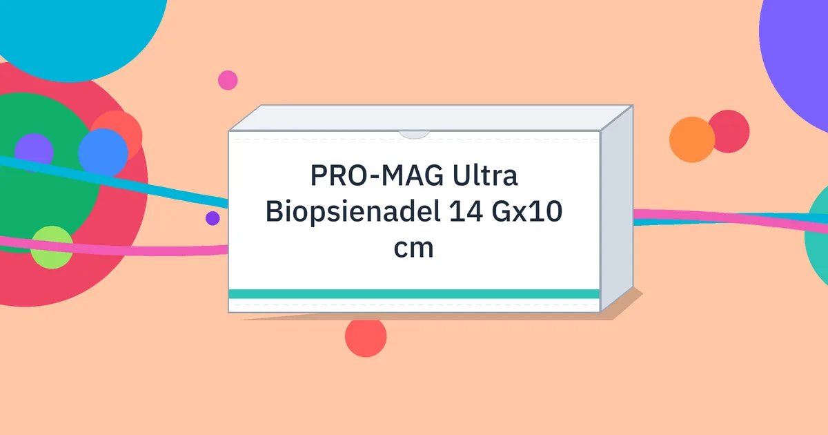 Symbolbild: Packung mit der Aufschrift PRO-MAG Ultra Biopsienadel 14 Gx10 cm (PZN 06769204) – Verfügbarkeit und Bezug in Apotheken in Frankfurt am Main