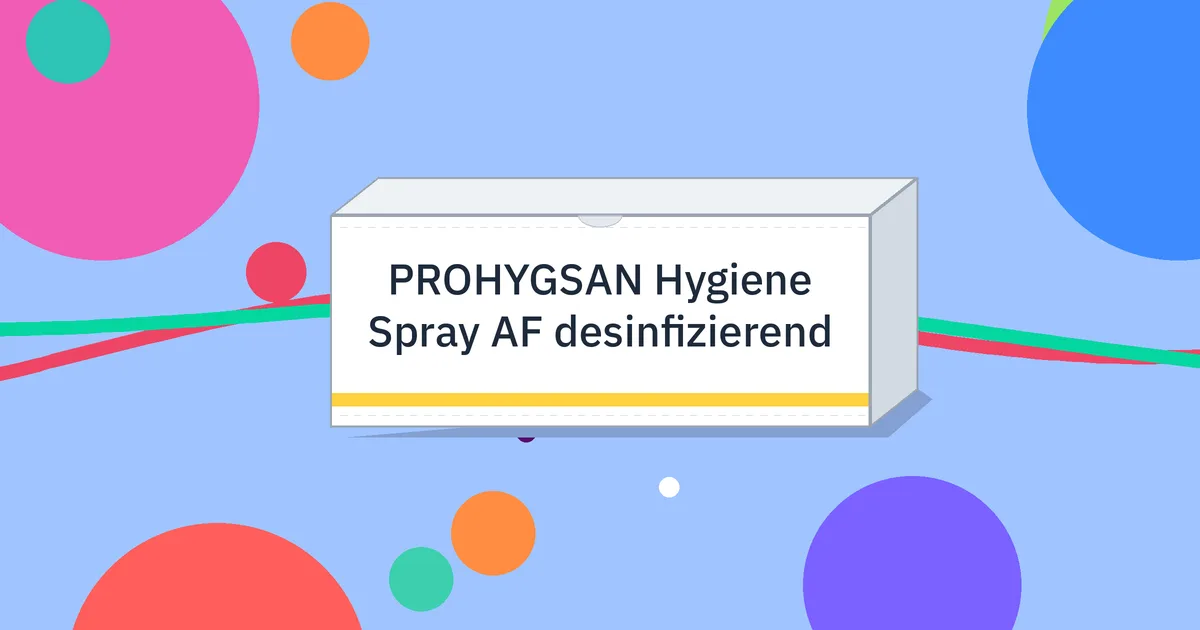 Symbolbild: Packung mit der Aufschrift PROHYGSAN Hygiene Spray AF desinfizierend (PZN 00007404) – Verfügbarkeit und Bezug in Apotheken in Frankfurt am Main