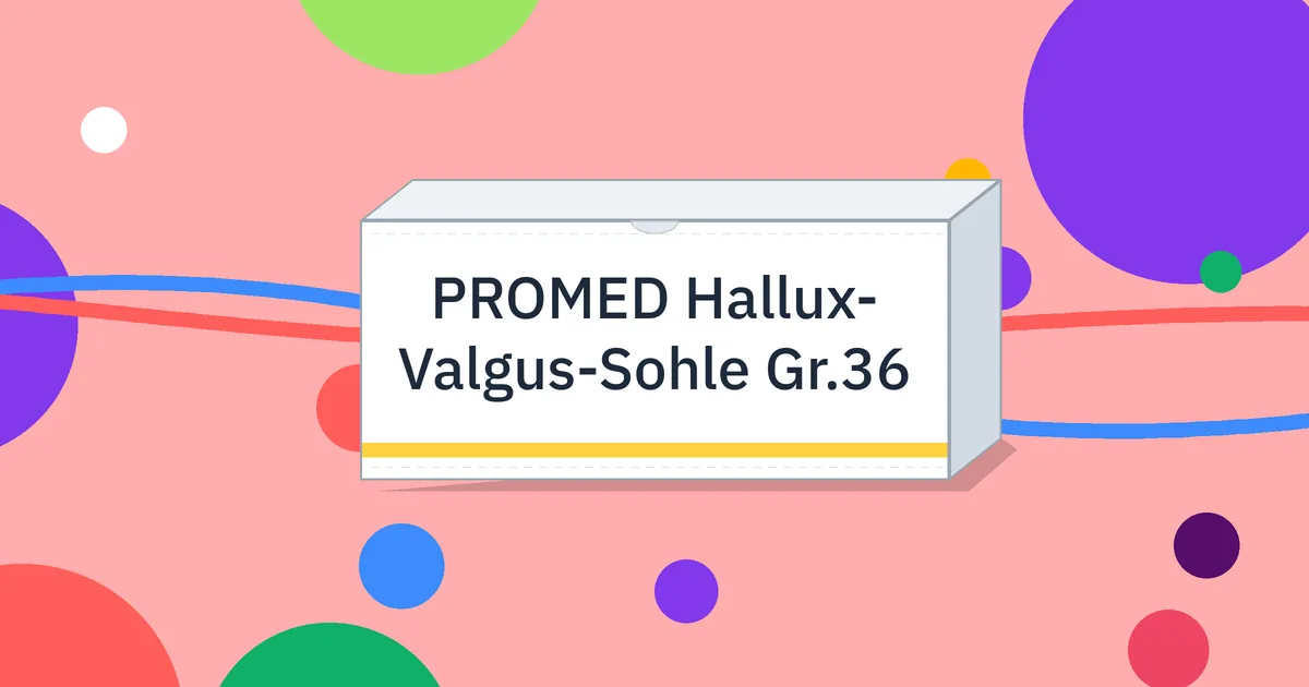 Symbolbild: Packung mit der Aufschrift PROMED Hallux-Valgus-Sohle Gr.36 (PZN 07296251) – Verfügbarkeit und Bezug in Apotheken in Frankfurt am Main