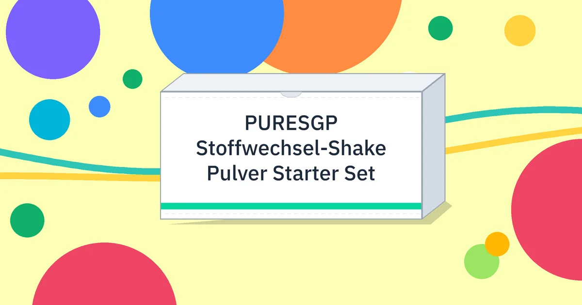 Symbolbild: Packung mit der Aufschrift PURESGP Stoffwechsel-Shake Pulver Starter Set (PZN 20624926) – Verfügbarkeit und Bezug in Apotheken in Frankfurt am Main