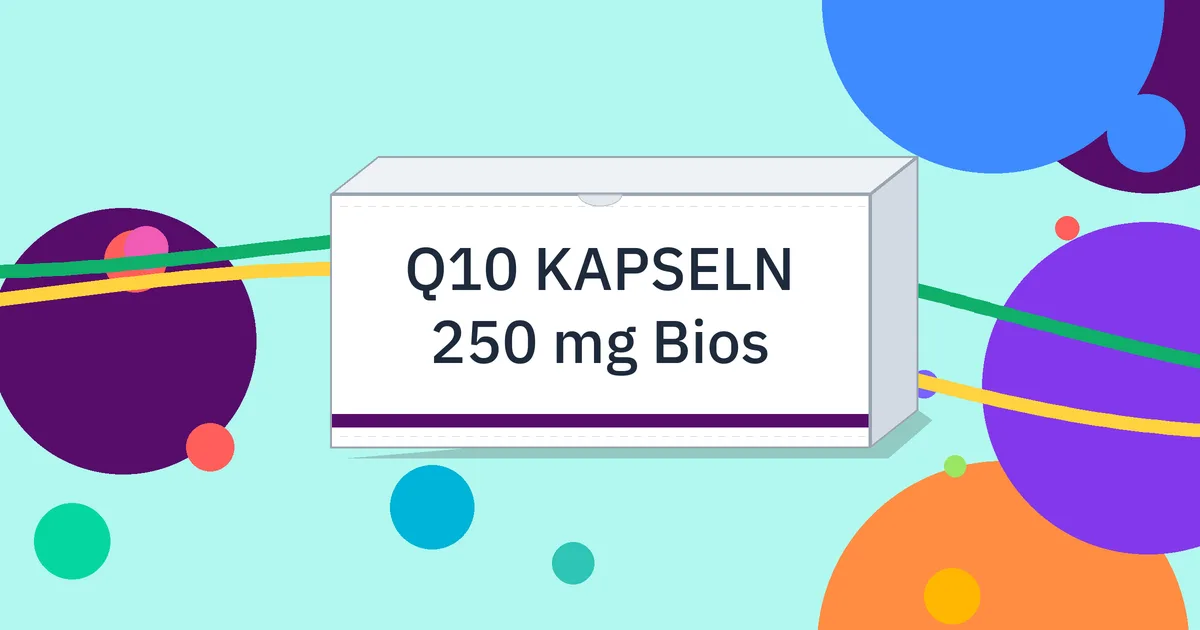 Symbolbild: Packung mit der Aufschrift Q10 KAPSELN 250 mg Bios (PZN 04038324) – Verfügbarkeit und Bezug in Apotheken in Frankfurt am Main
