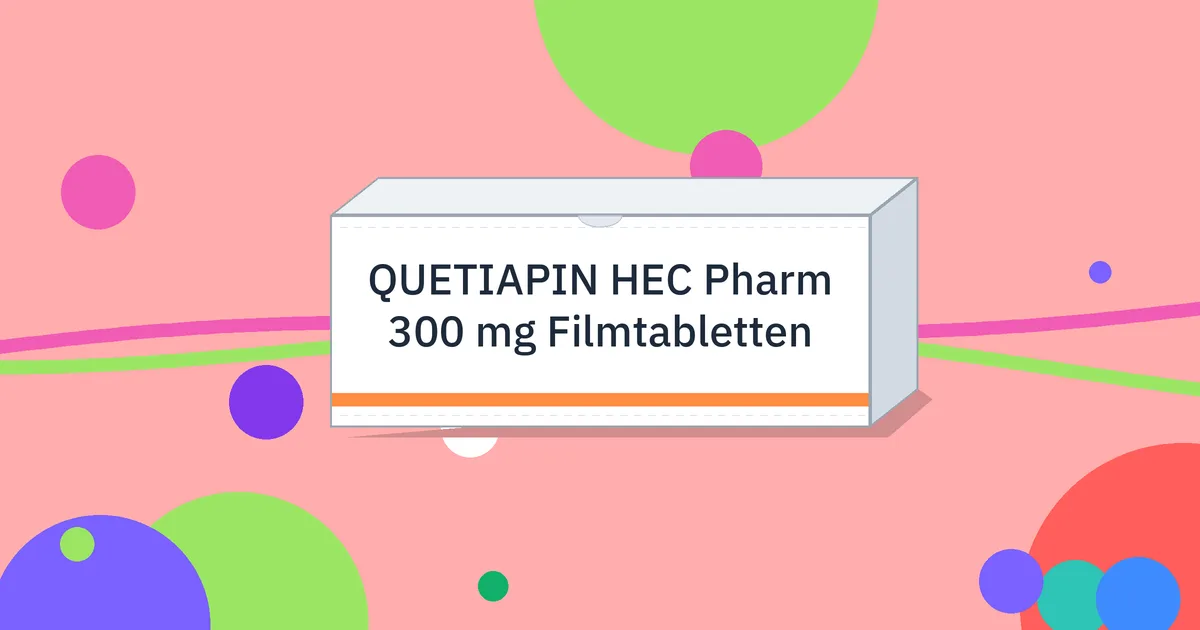 Symbolbild: Packung mit der Aufschrift QUETIAPIN HEC Pharm 300 mg Filmtabletten (PZN 20523042) – Verfügbarkeit und Bezug in Apotheken in Frankfurt am Main