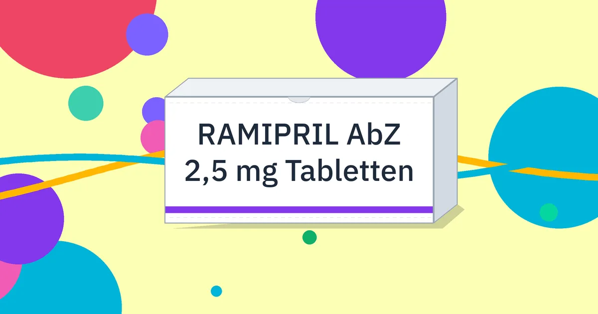 Symbolbild: Packung mit der Aufschrift RAMIPRIL AbZ 2,5 mg Tabletten (PZN 01755605) – Verfügbarkeit und Bezug in Apotheken in Frankfurt am Main