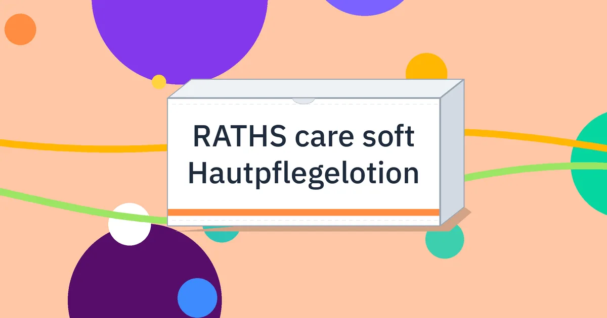 Symbolbild: Packung mit der Aufschrift RATHS care soft Hautpflegelotion (PZN 16708238) – Verfügbarkeit und Bezug in Apotheken in Frankfurt am Main