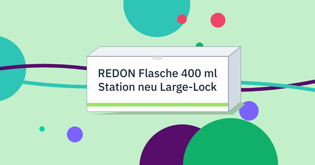 Symbolbild: Packung mit der Aufschrift REDON Flasche 400 ml Station neu Large-Lock (PZN 14305921) – Verfügbarkeit und Bezug in Apotheken in Frankfurt am Main