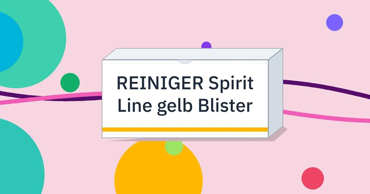 Symbolbild: Packung mit der Aufschrift REINIGER Spirit Line gelb Blister (PZN 01589242) – Verfügbarkeit und Bezug in Apotheken in Frankfurt am Main