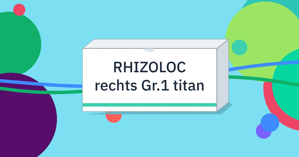 Symbolbild: Packung mit der Aufschrift RHIZOLOC rechts Gr.1 titan (PZN 00732045) – Verfügbarkeit und Bezug in Apotheken in Frankfurt am Main