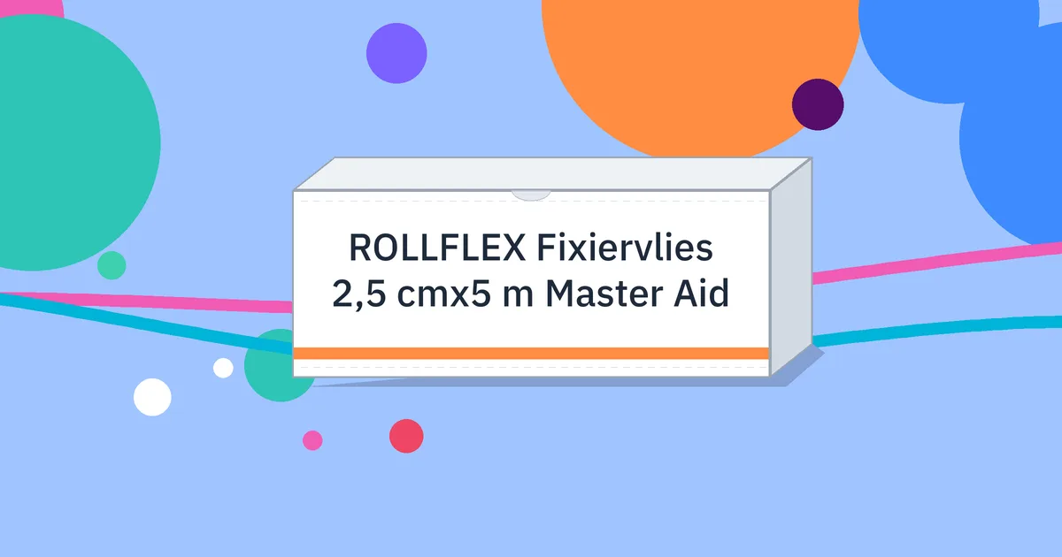 Symbolbild: Packung mit der Aufschrift ROLLFLEX Fixiervlies 2,5 cmx5 m Master Aid (PZN 20128707) – Verfügbarkeit und Bezug in Apotheken in Frankfurt am Main