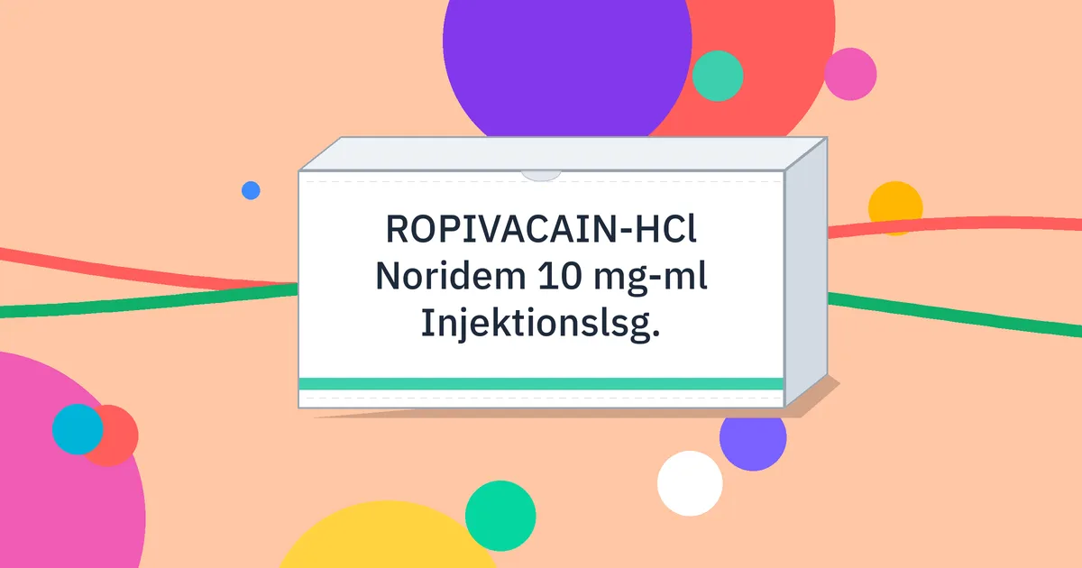 Symbolbild: Packung mit der Aufschrift ROPIVACAIN-HCl Noridem 10 mg-ml Injektionslsg. (PZN 16936962) – Verfügbarkeit und Bezug in Apotheken in Frankfurt am Main