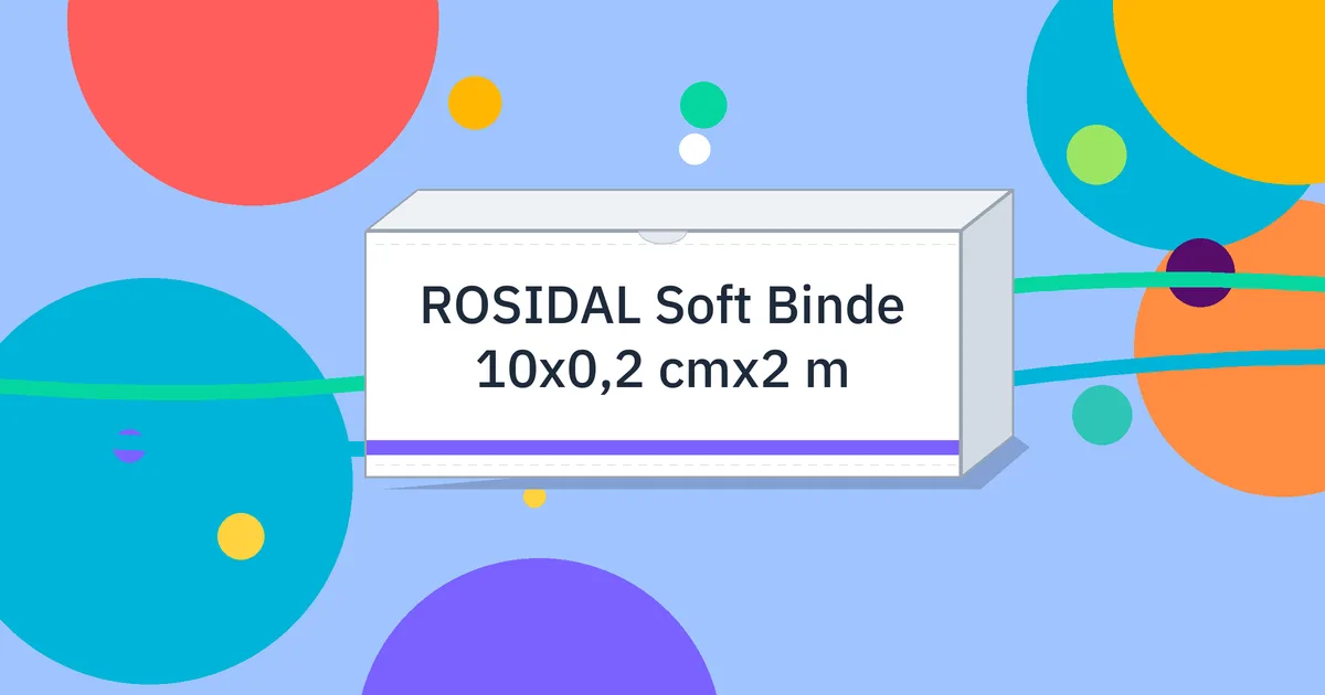 Symbolbild: Packung mit der Aufschrift ROSIDAL Soft Binde 10x0,2 cmx2 m (PZN 20412360) – Verfügbarkeit und Bezug in Apotheken in Frankfurt am Main