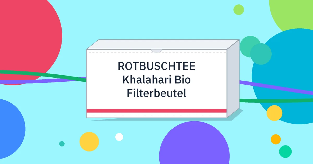 Symbolbild: Packung mit der Aufschrift ROTBUSCHTEE Khalahari Bio Filterbeutel (PZN 10932242) – Verfügbarkeit und Bezug in Apotheken in Frankfurt am Main