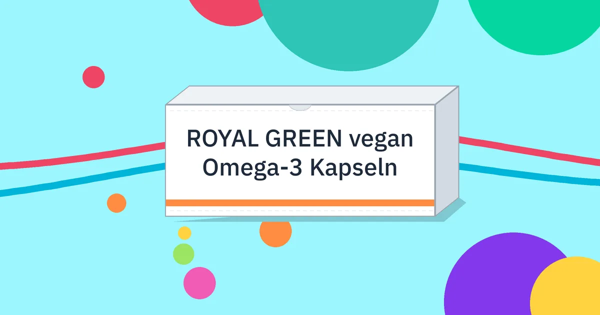 Symbolbild: Packung mit der Aufschrift ROYAL GREEN vegan Omega-3 Kapseln (PZN 20175813) – Verfügbarkeit und Bezug in Apotheken in Frankfurt am Main