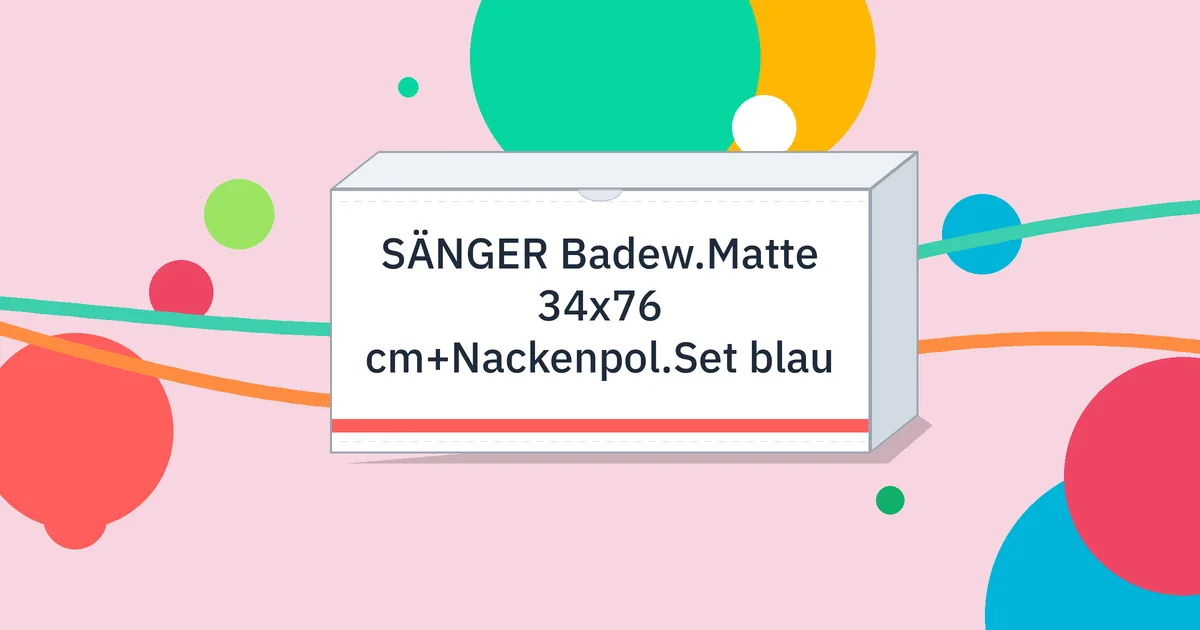 Symbolbild: Packung mit der Aufschrift SÄNGER Badew.Matte 34x76 cm+Nackenpol.Set blau (PZN 04115562) – Verfügbarkeit und Bezug in Apotheken in Frankfurt am Main
