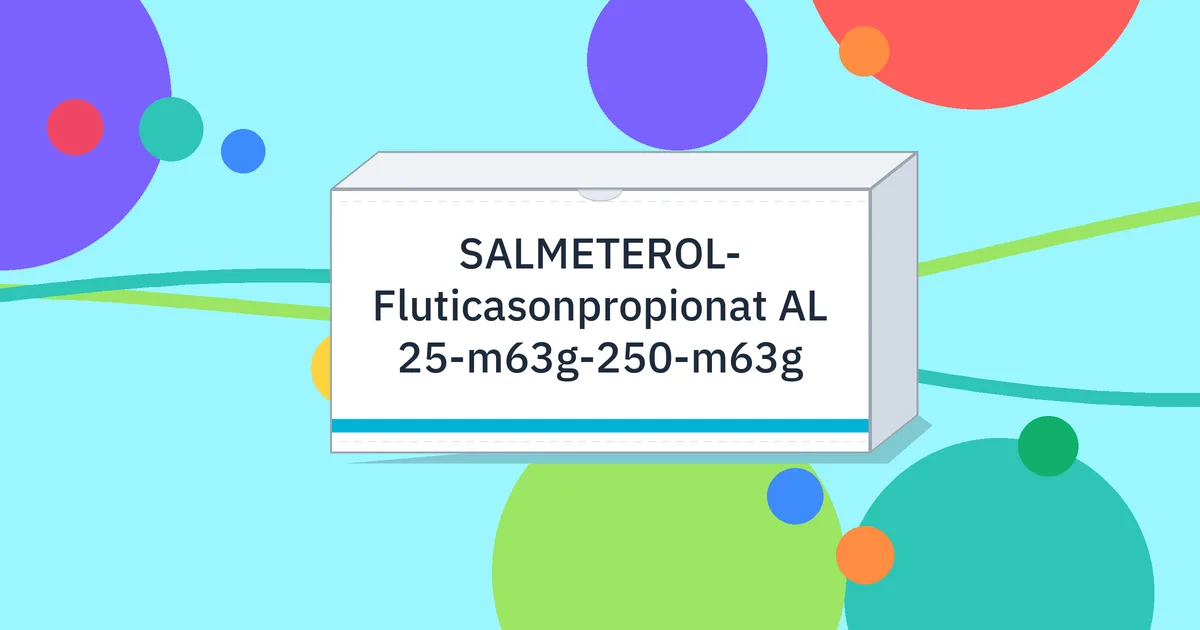 Symbolbild: Packung mit der Aufschrift SALMETEROL-Fluticasonpropionat AL 25-m63g-250-m63g (PZN 14465257) – Verfügbarkeit und Bezug in Apotheken in Frankfurt am Main