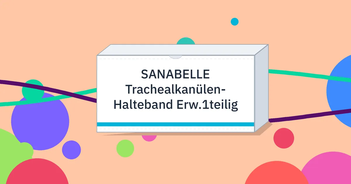 Symbolbild: Packung mit der Aufschrift SANABELLE Trachealkanülen-Halteband Erw.1teilig (PZN 18398500) – Verfügbarkeit und Bezug in Apotheken in Frankfurt am Main