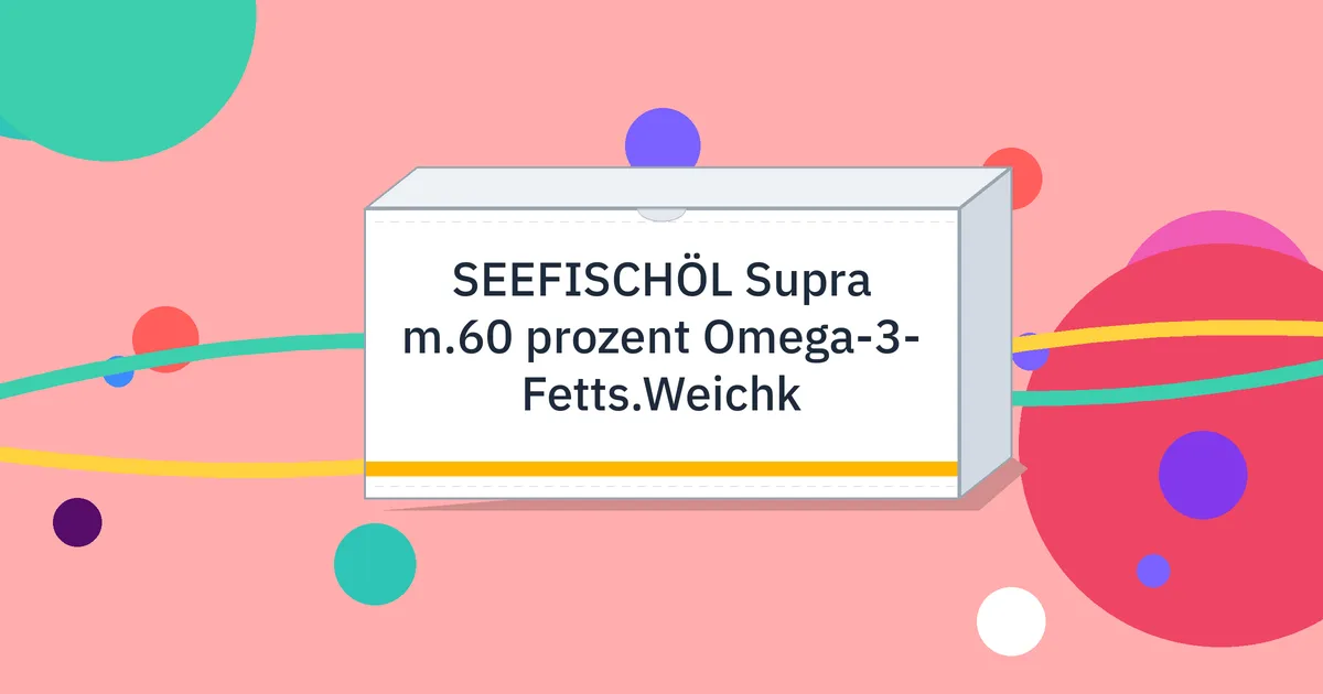 Symbolbild: Packung mit der Aufschrift SEEFISCHÖL Supra m.60 prozent Omega-3-Fetts.Weichk (PZN 04999408) – Verfügbarkeit und Bezug in Apotheken in Frankfurt am Main